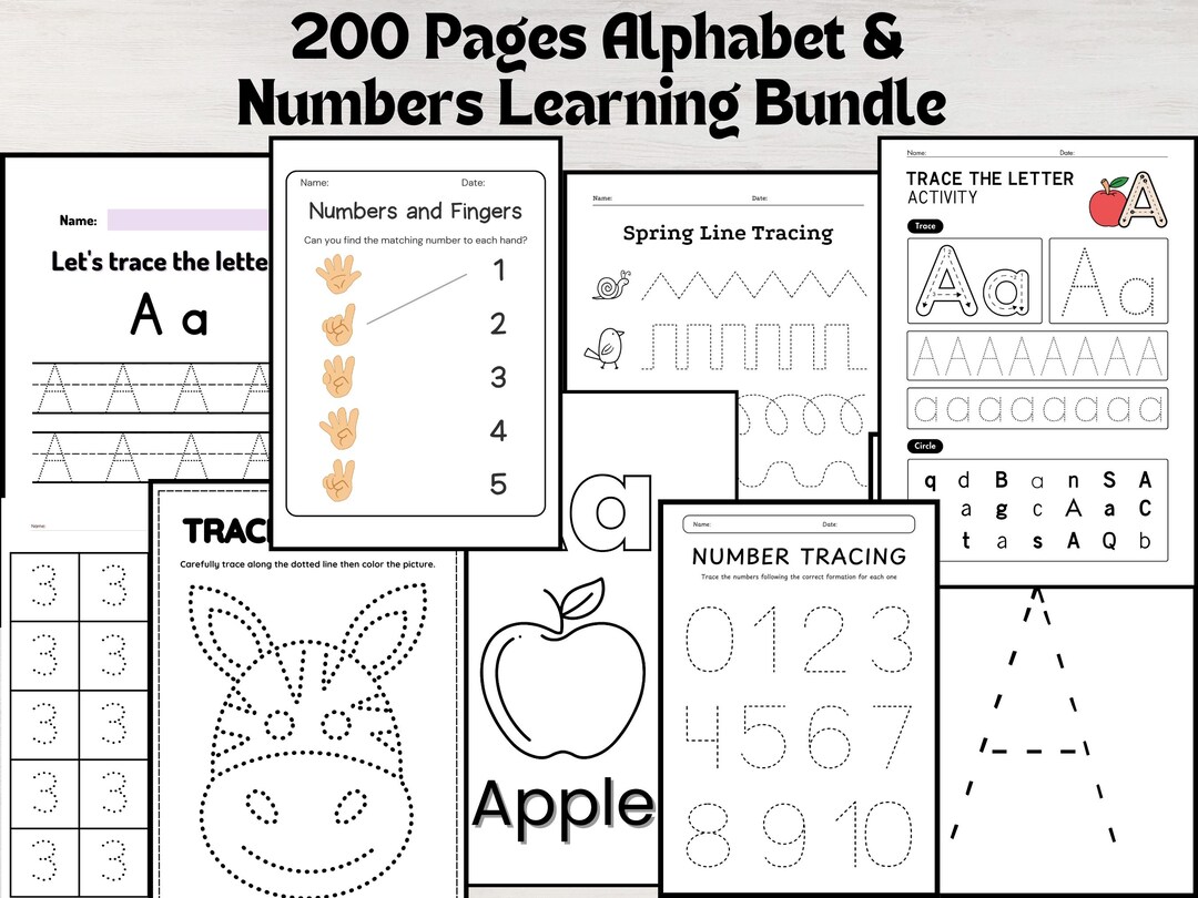 Alphabet and Numbers Learning Bundle Tracing Activities Printable PDF ...