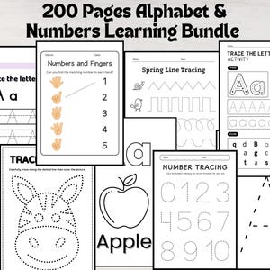 Alphabet and Numbers Learning Bundle Tracing Activities Printable PDF ...