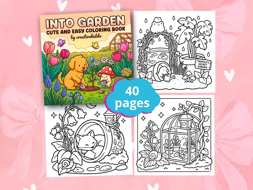 Into Garden Cozy Coloring Book, Cute Nature Coloring Pages, Cozy Plant ...