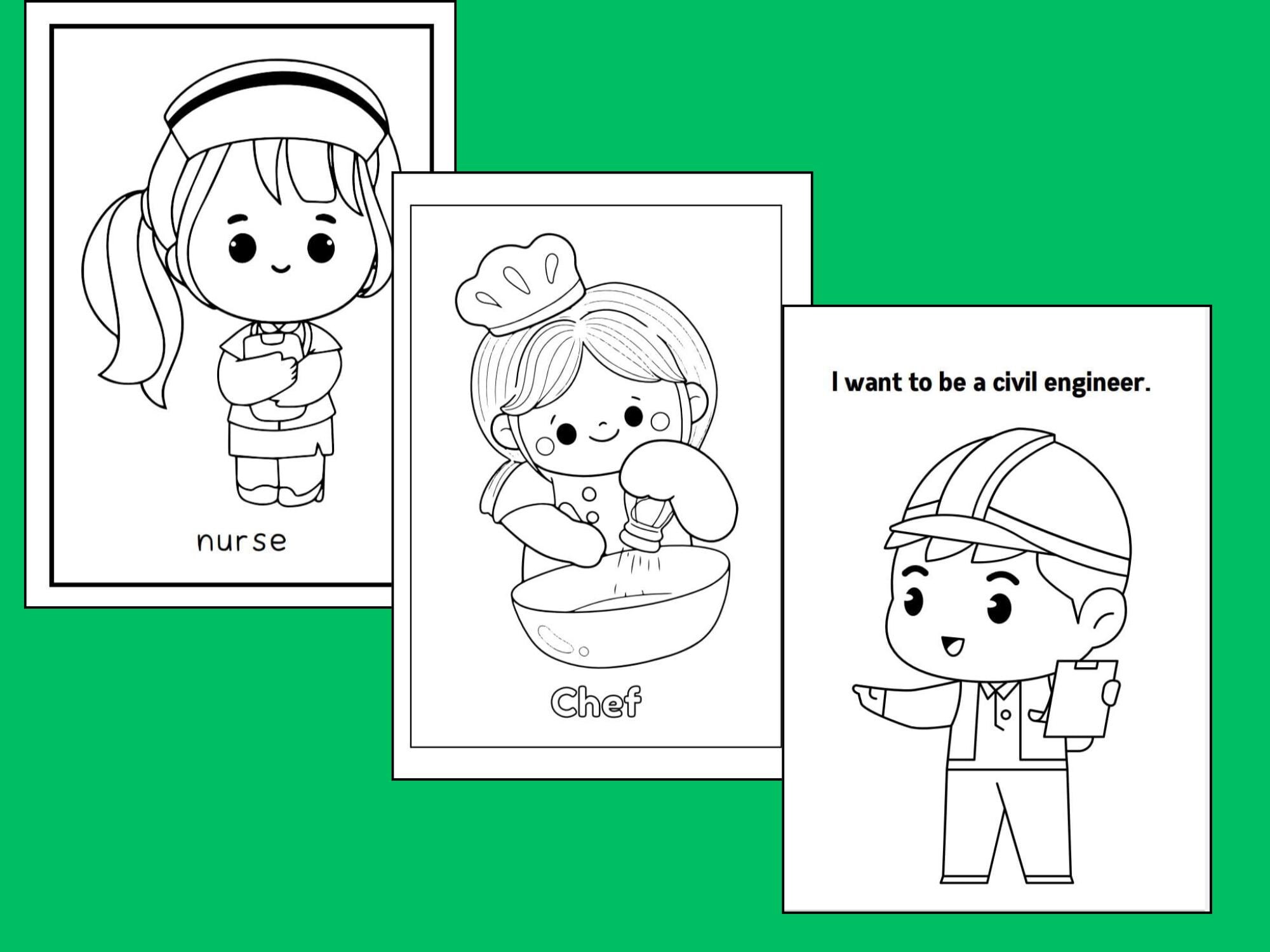 Community Helpers Coloring Pages - 40 Printable Job Career Day Coloring ...