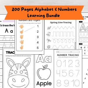 Alphabet and Number Tracing Bundle 200 Printable Learning Activities ...