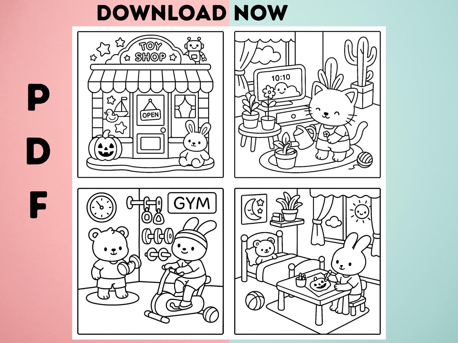 Little Corner Colouring Book, 30 Digital Colouring Pages, PDF Download ...