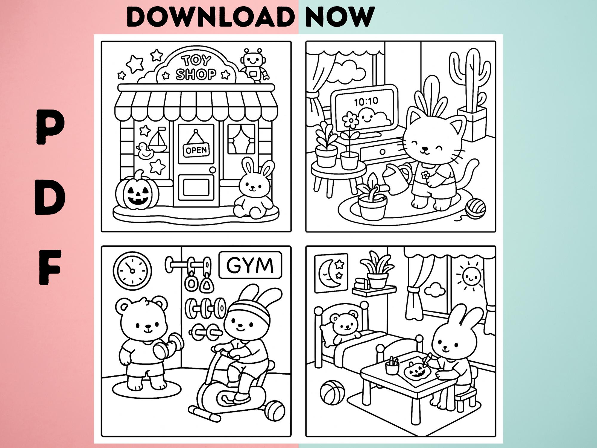 Little Corner Colouring Book, 30 Digital Colouring Pages, PDF Download ...