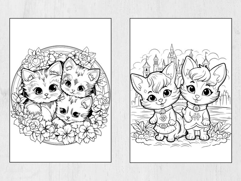 20 Cute Cats Coloring Pages for Kids Printable PDF Fun & Creative ...