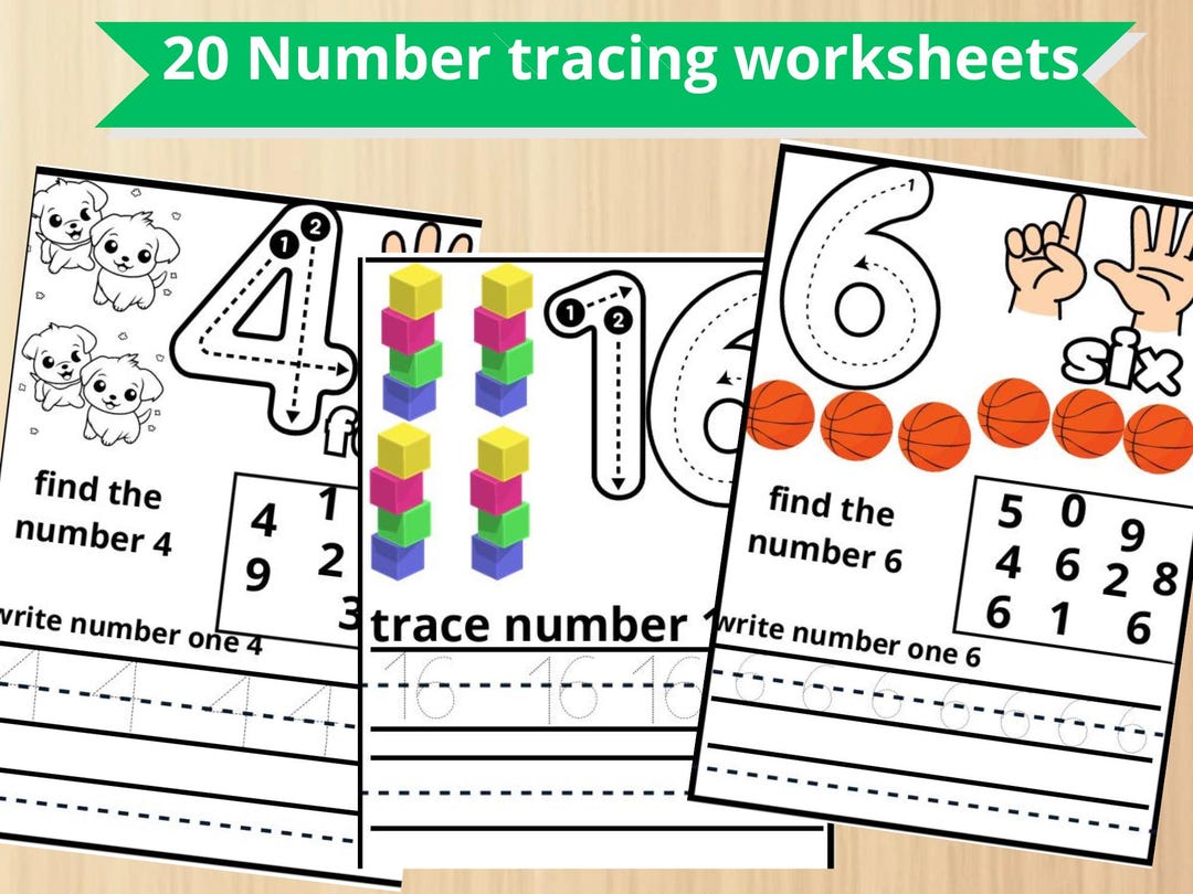 20 Number Tracing Worksheets, Traceable Numbers, Preschool Worksheets ...
