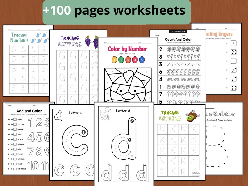 Preschool Kindergarten Learning Bundle: Tracing, Coloring, Math (PDF ...