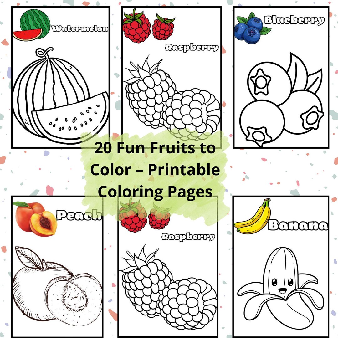 20 Fun Fruit Coloring Pages for Kids – Printable Digital Download ...