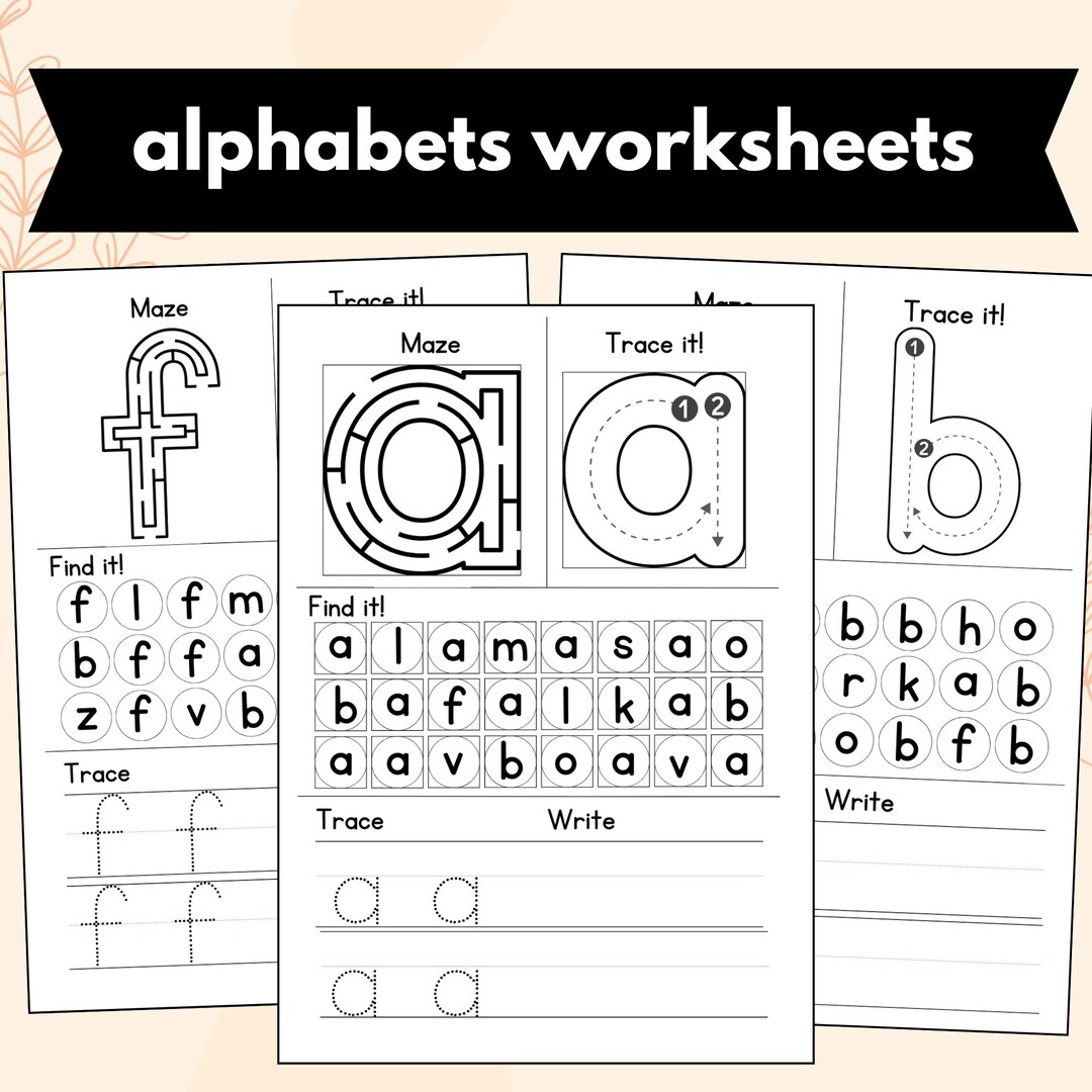 Alphabet Tracing Worksheets for Kids, Handwriting Practice (printable ...