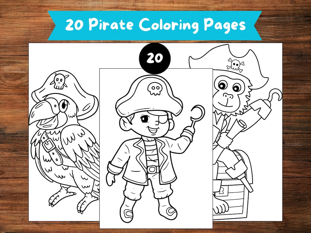 Pirate Coloring Pages for Kids 20 Printable Adventure Sheets Treasure ...