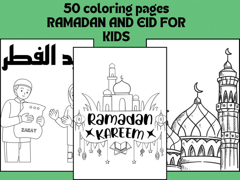 50 Eid & Ramadan Coloring Pages for Kids – Fun Islamic Activity Book ...