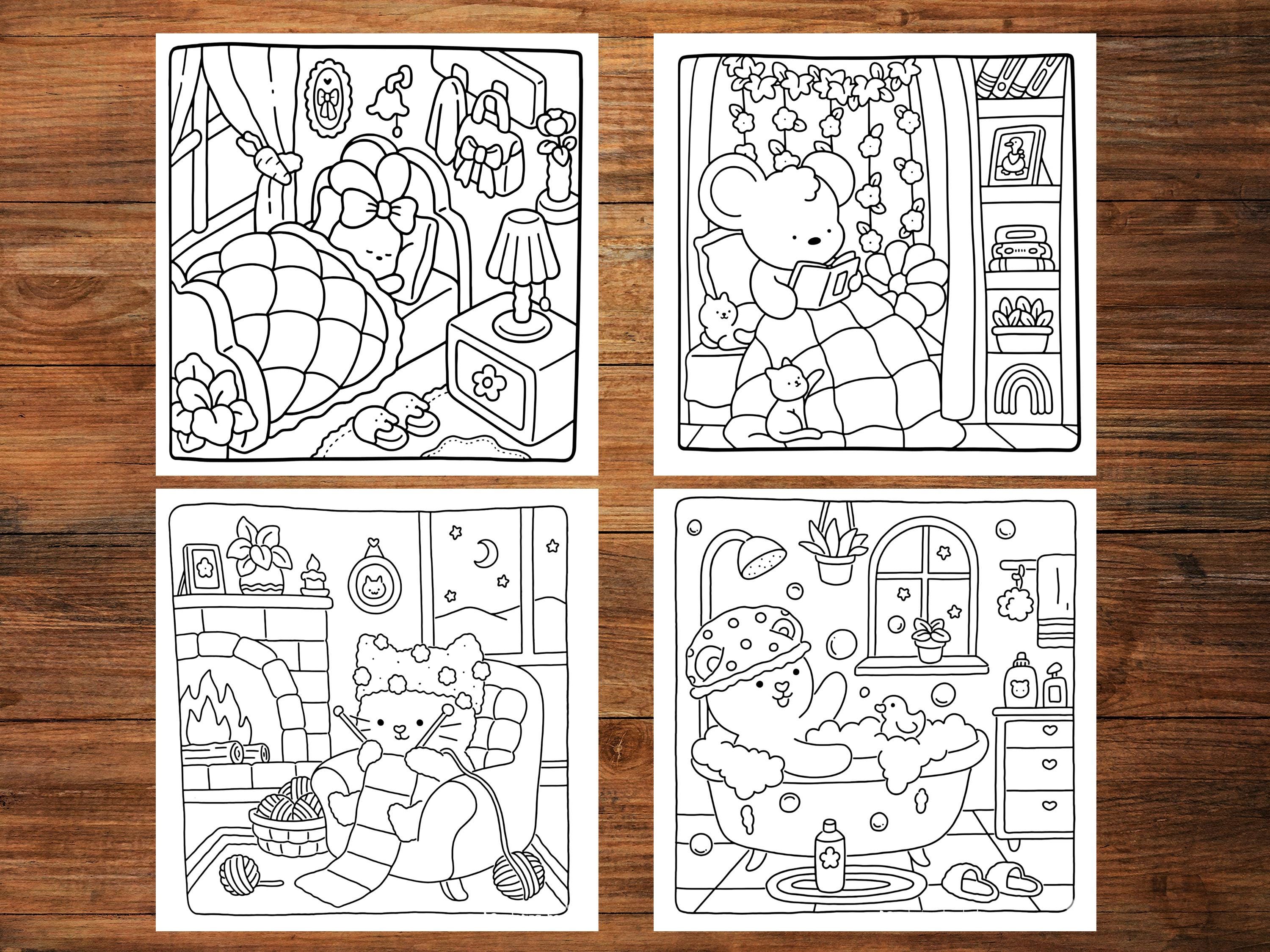 Cozy Moment Coloring Pages, Bold Easy Coloring Book, Comfy Days 50 ...