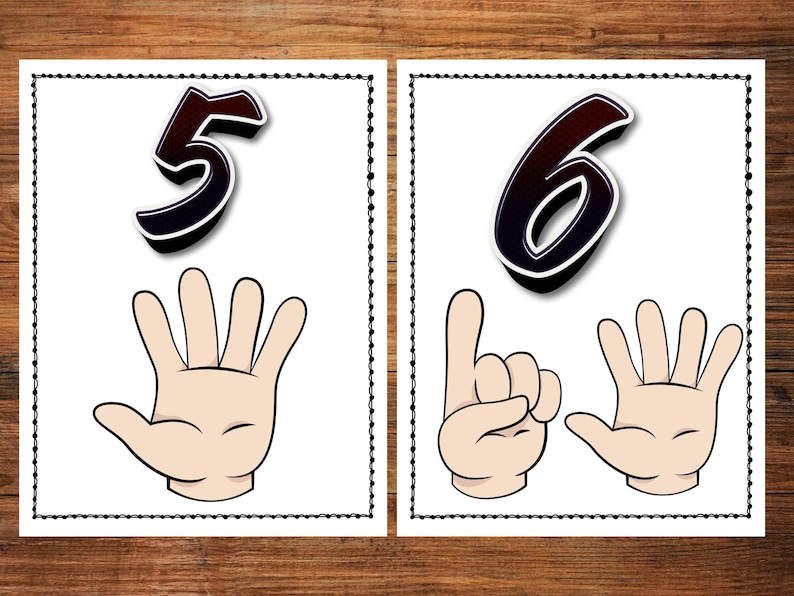 Number Flash Cards 1-10 Hand Signs Preschool Math Counting Printable ...