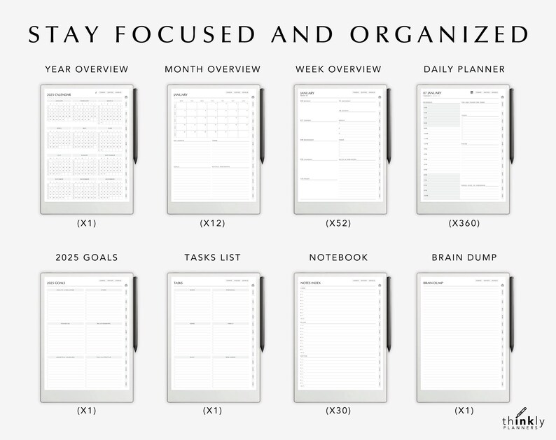 Remarkable Paper Pro Daily Planner 2025, Digital Template, Remarkable ...