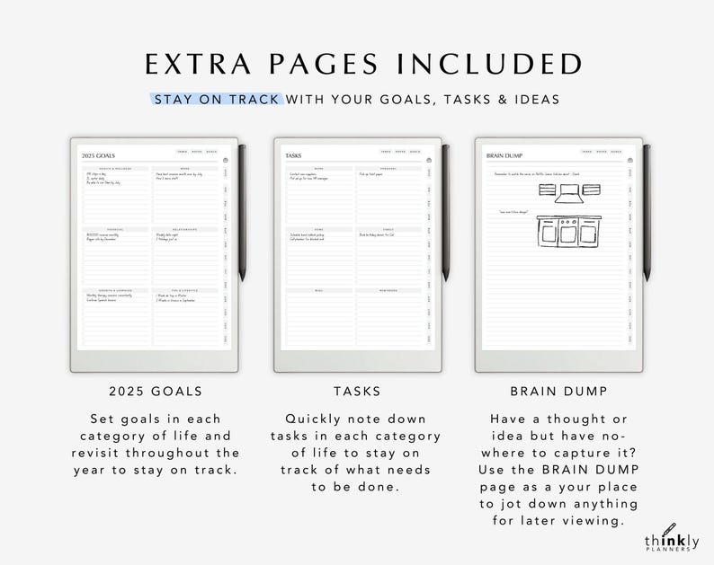 Remarkable Paper Pro Daily Planner 2025, Digital Template, Remarkable ...