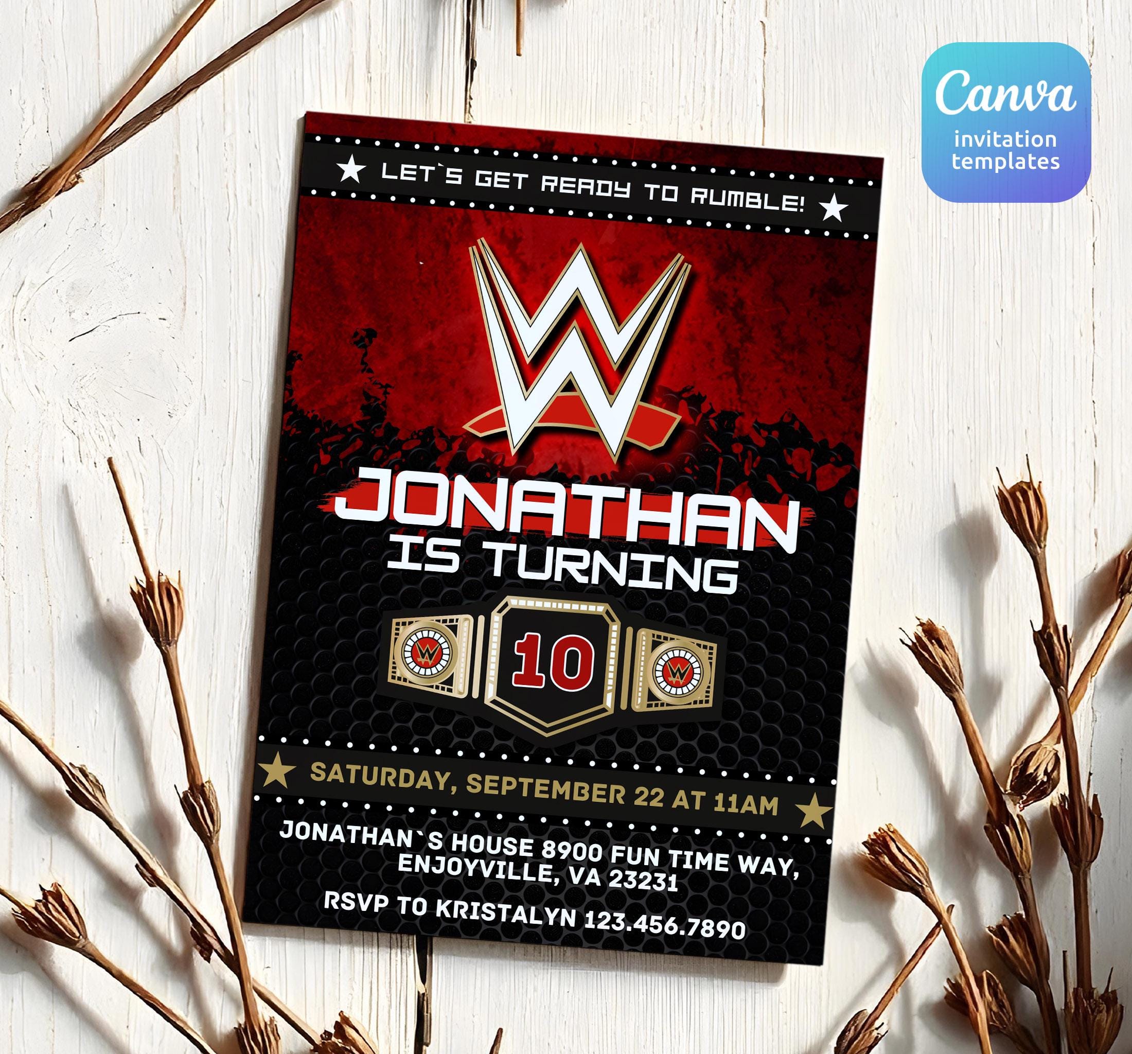 Wrestling Birthday Invitation, Boy Birthday Invite, Fighting Invitation ...