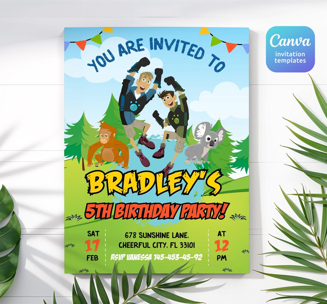 Wild Kratts Birthday Invitation, Printable Animals Invitation, Safari ...