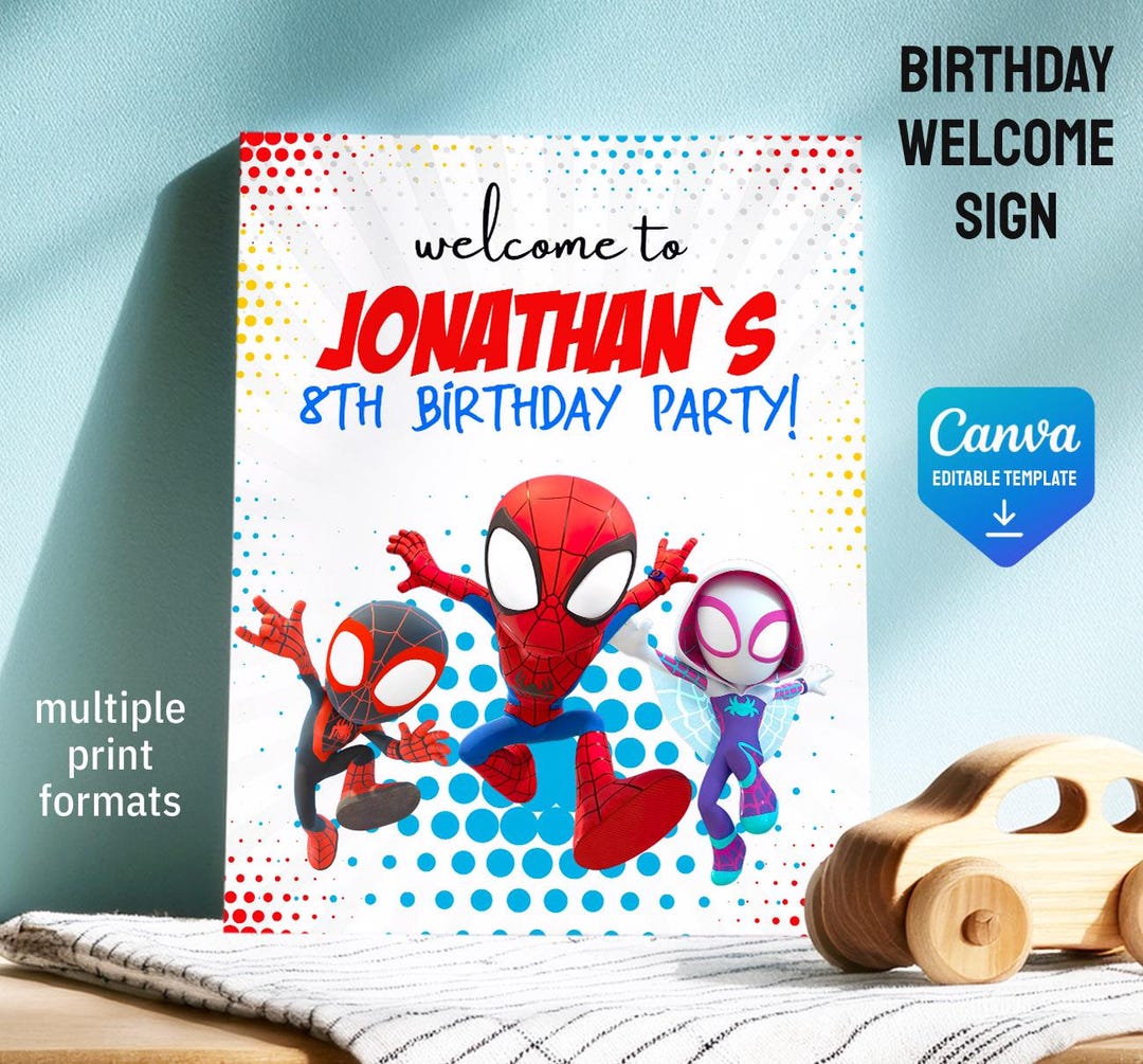 Spidey Friends Welcome In, Spidey Welcome Sign, Printable Editable ...