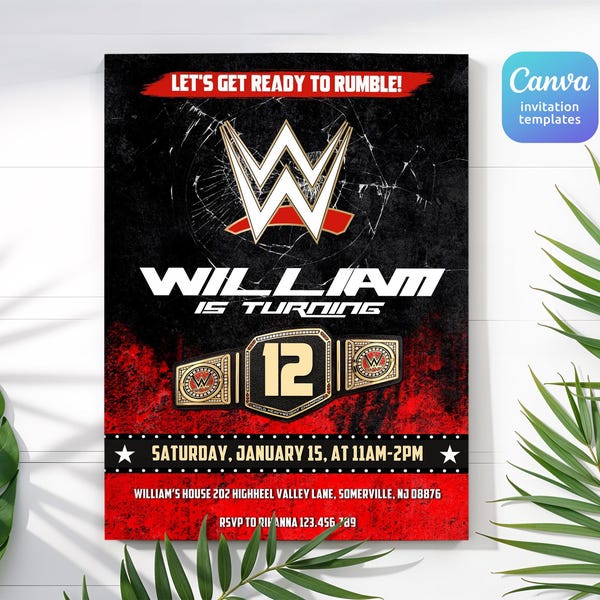 Wwe Invitation - Etsy