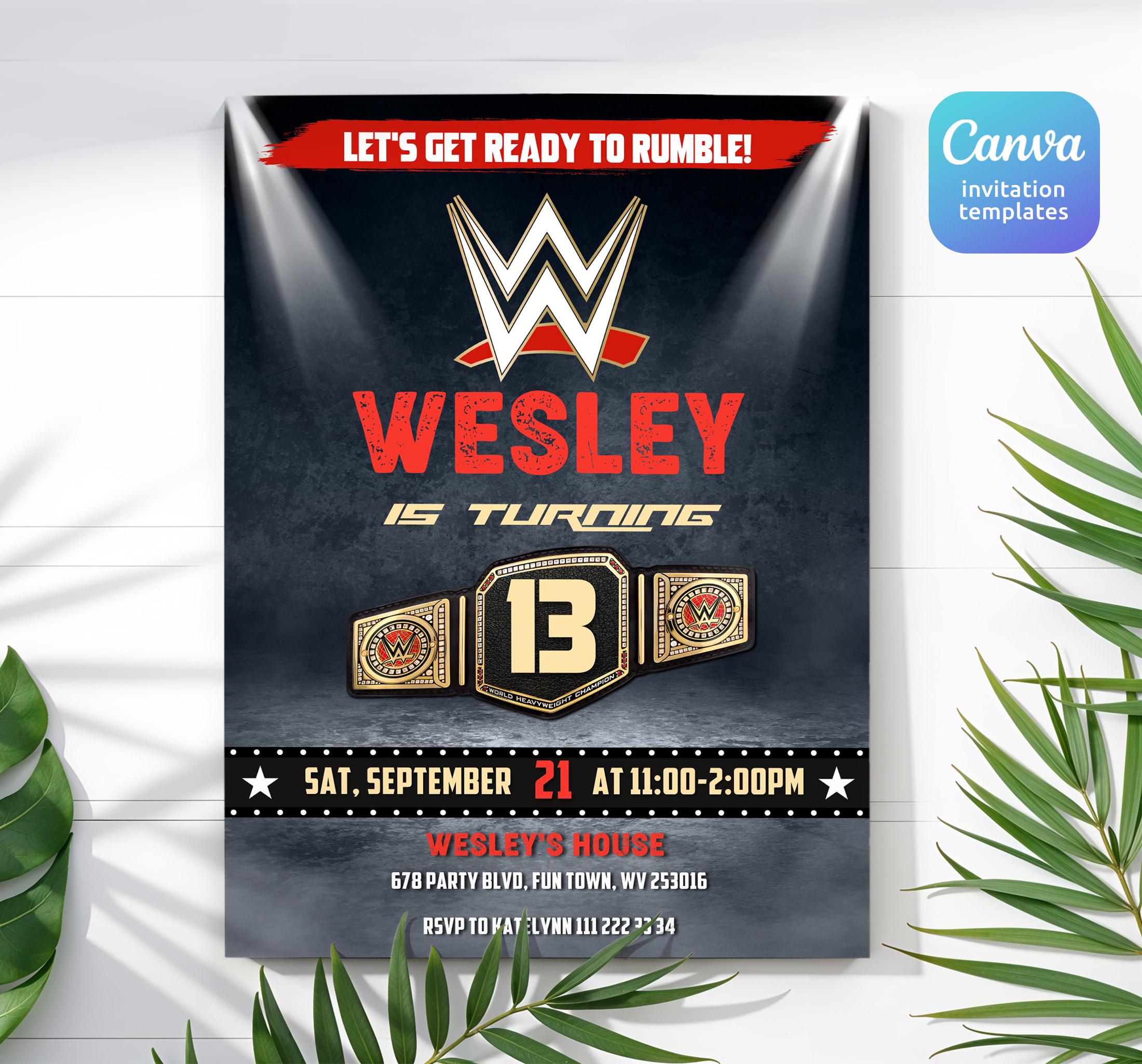 Wrestling Birthday Invitation, Boy Birthday Invite, Fighting Invitation ...