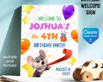 Chuck-e-cheese Welcome Sign Template, Printable Birthday Party Mouse ...