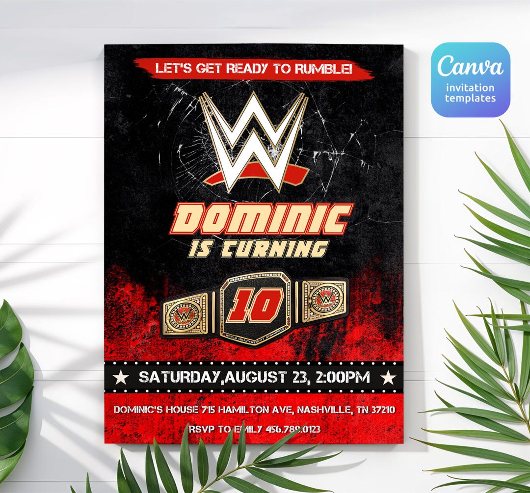 Wrestling Birthday Invitation, Boy Birthday Invite, Fighting Invitation ...