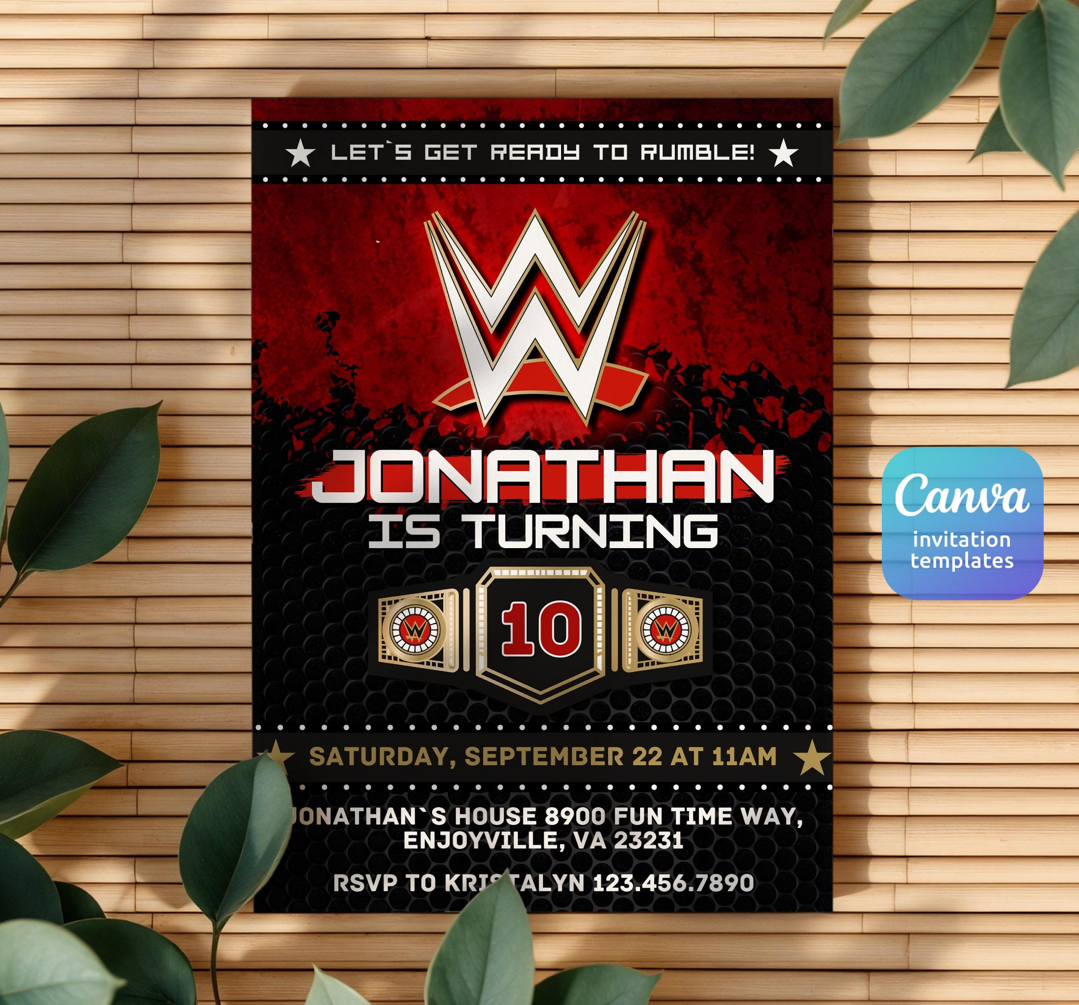 Wrestling Birthday Invitation, Boy Birthday Invite, Fighting Invitation ...