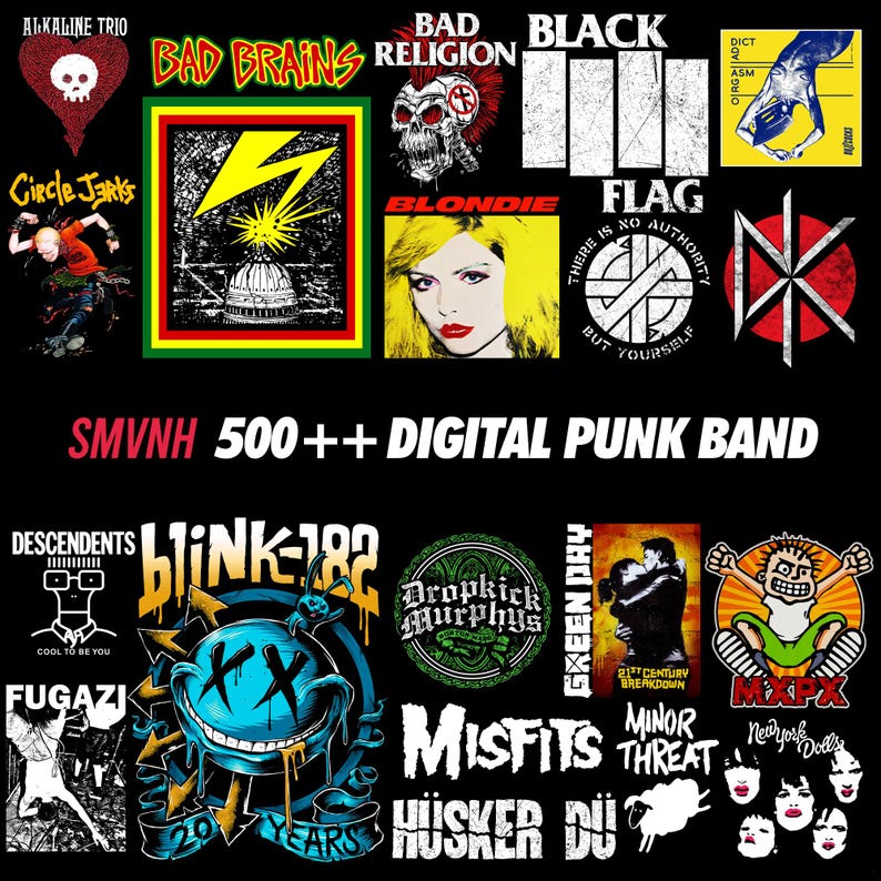 500+ Punk Band T-shirt Designs: PNG Art Bundle (digital Download) - Etsy