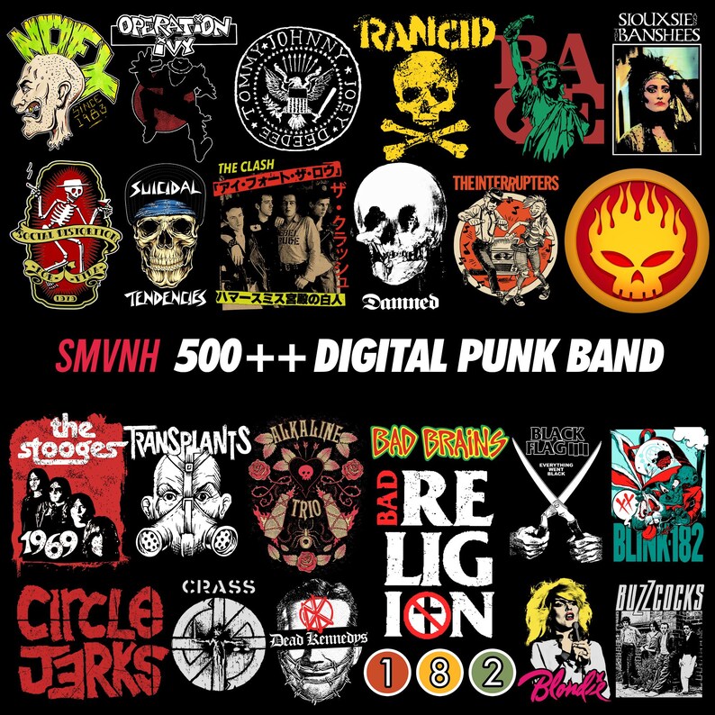 500+ Punk Band T-shirt Designs: PNG Art Bundle (digital Download) - Etsy