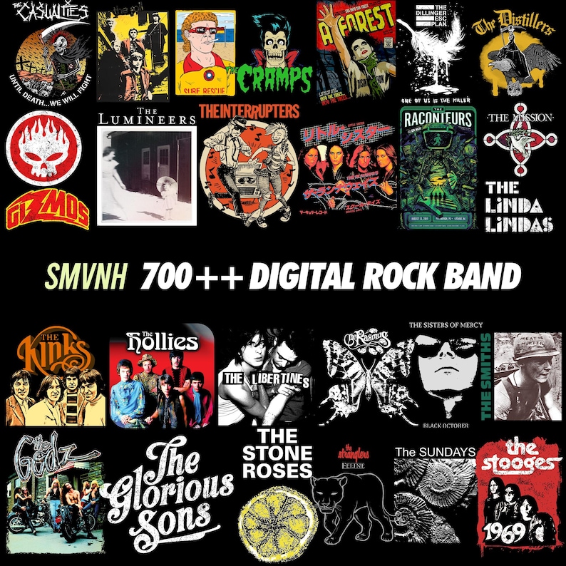 700+ Rock Band Design Bundle: DTF Sublimation & POD (PNG Digital ...