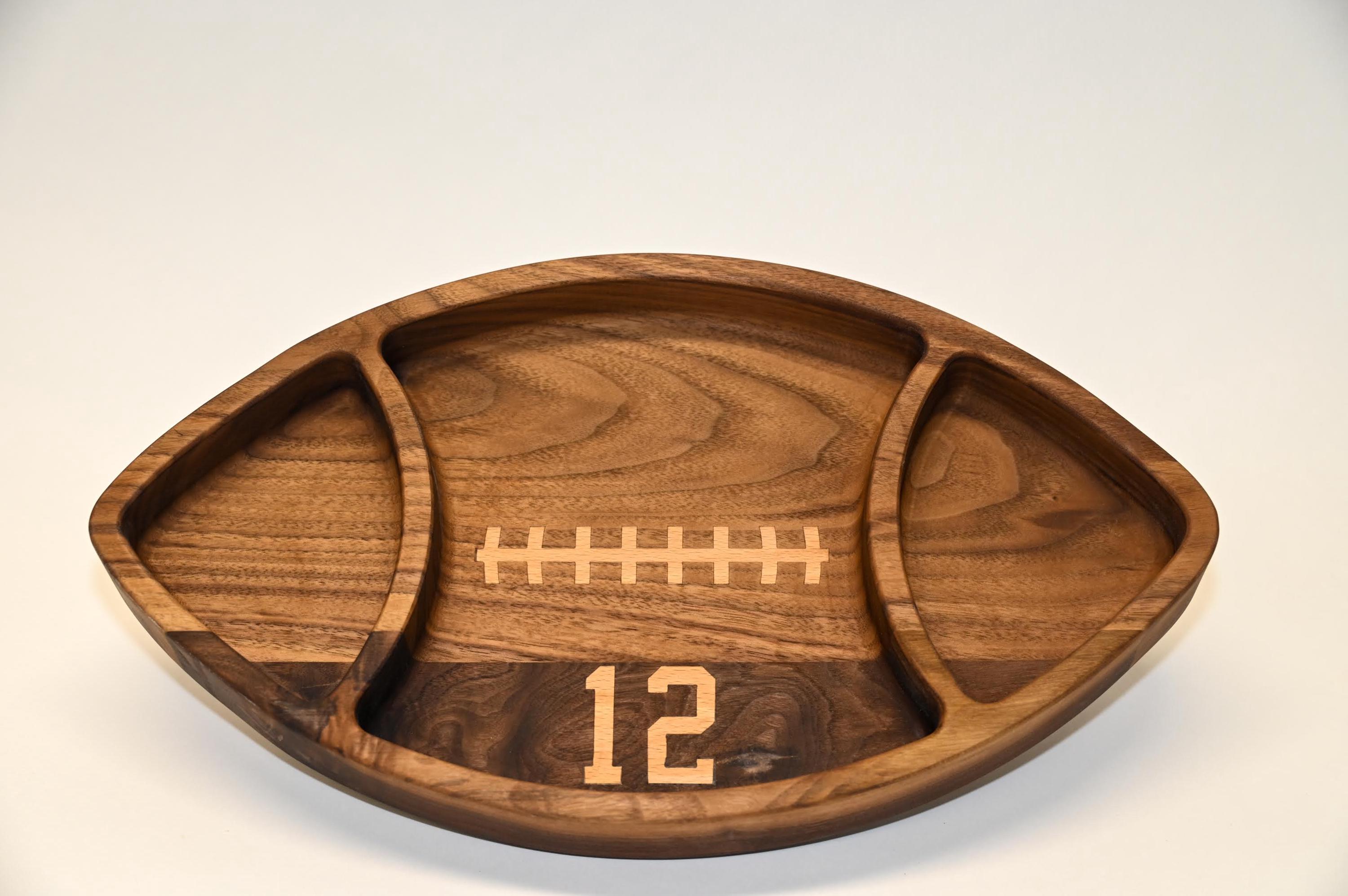 Handmade Walnut Football Wooden Serving Tray, Cutting Board, Super Bowl ...