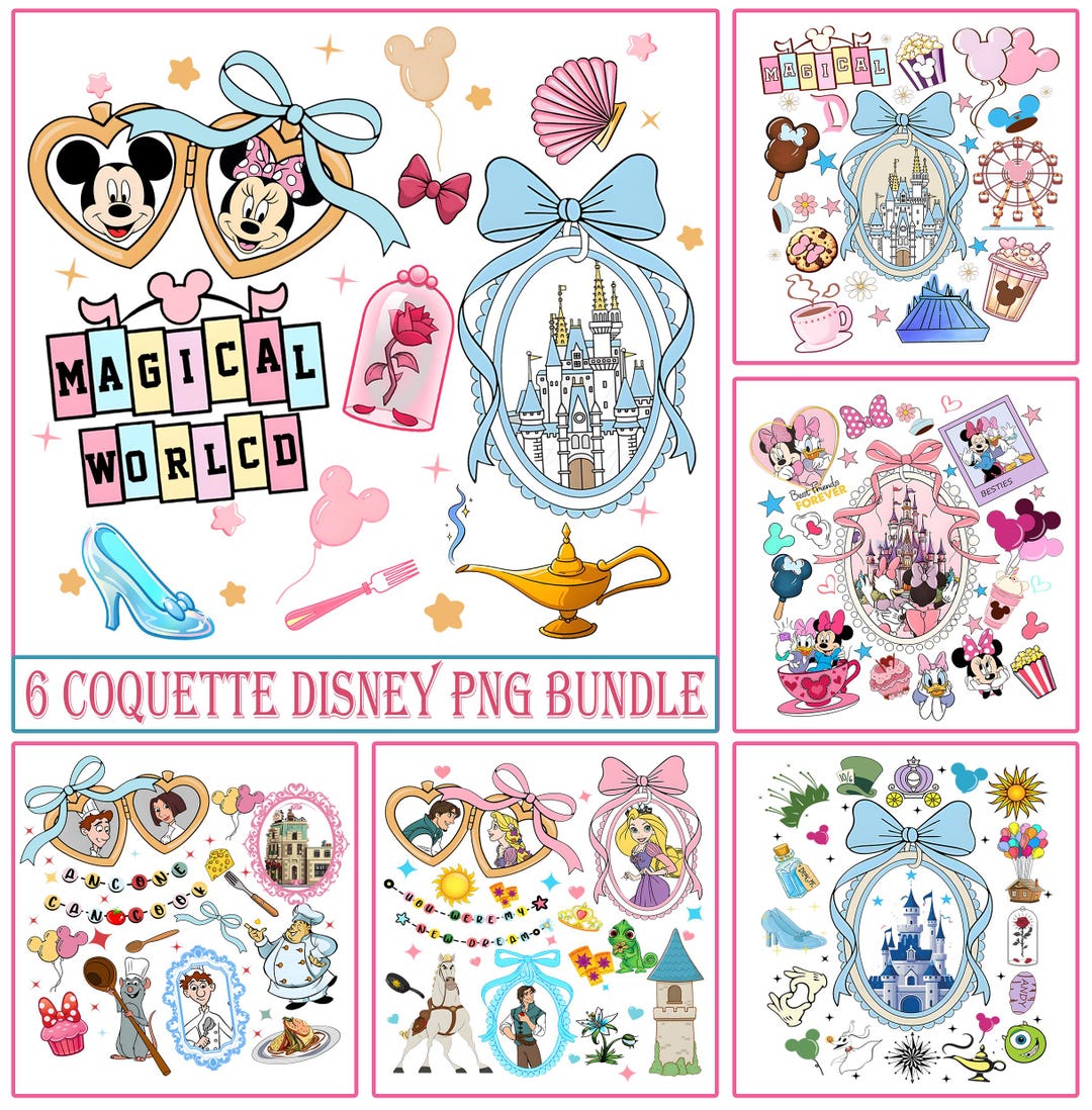 6 Coquette Disney Png Bundle, Magical,tangled Rapunzel,ratatouille Remy ...