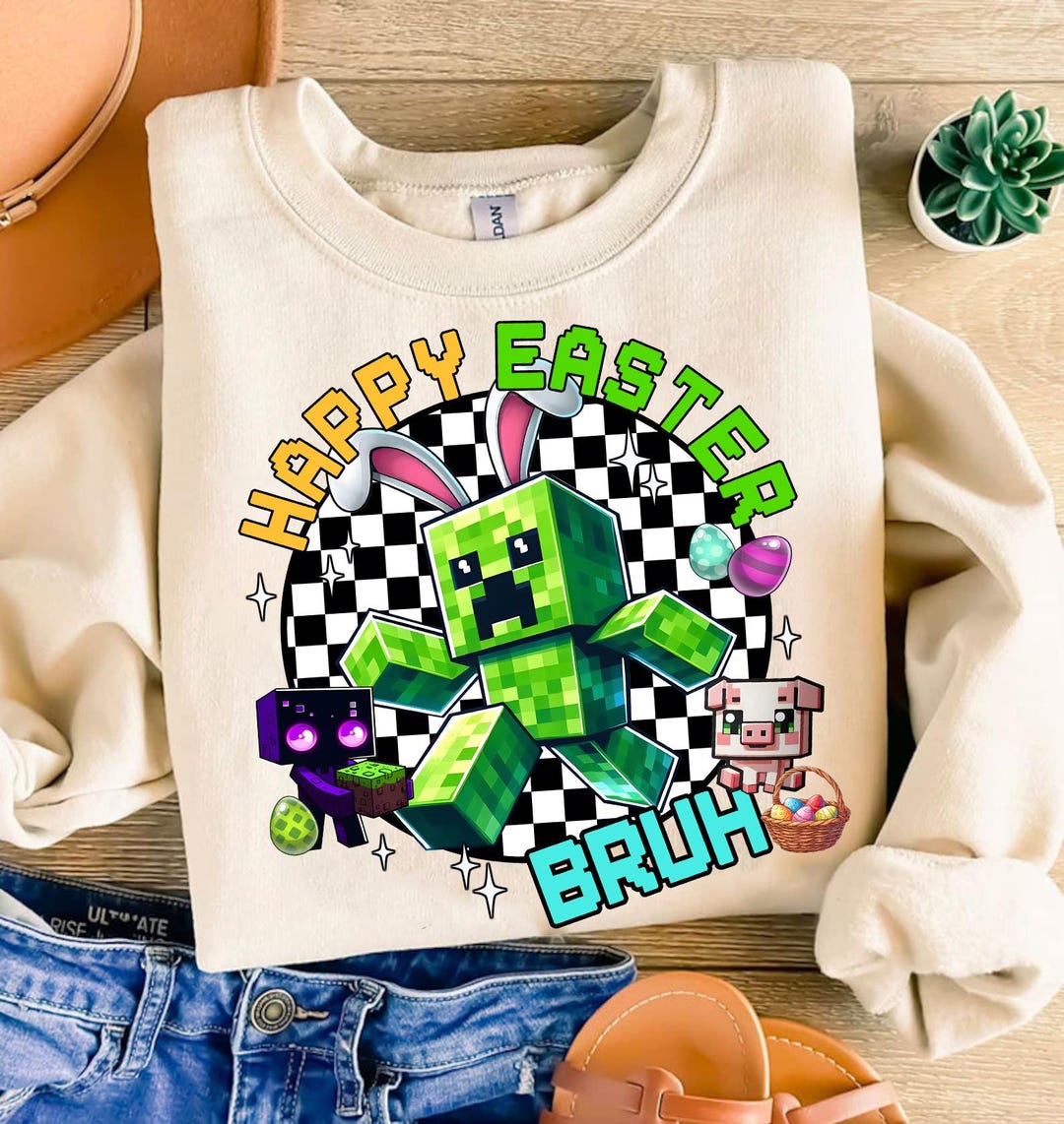 Boys Mining Easter Png, Happy Easter Bruh Png, Retro Easter Png ...