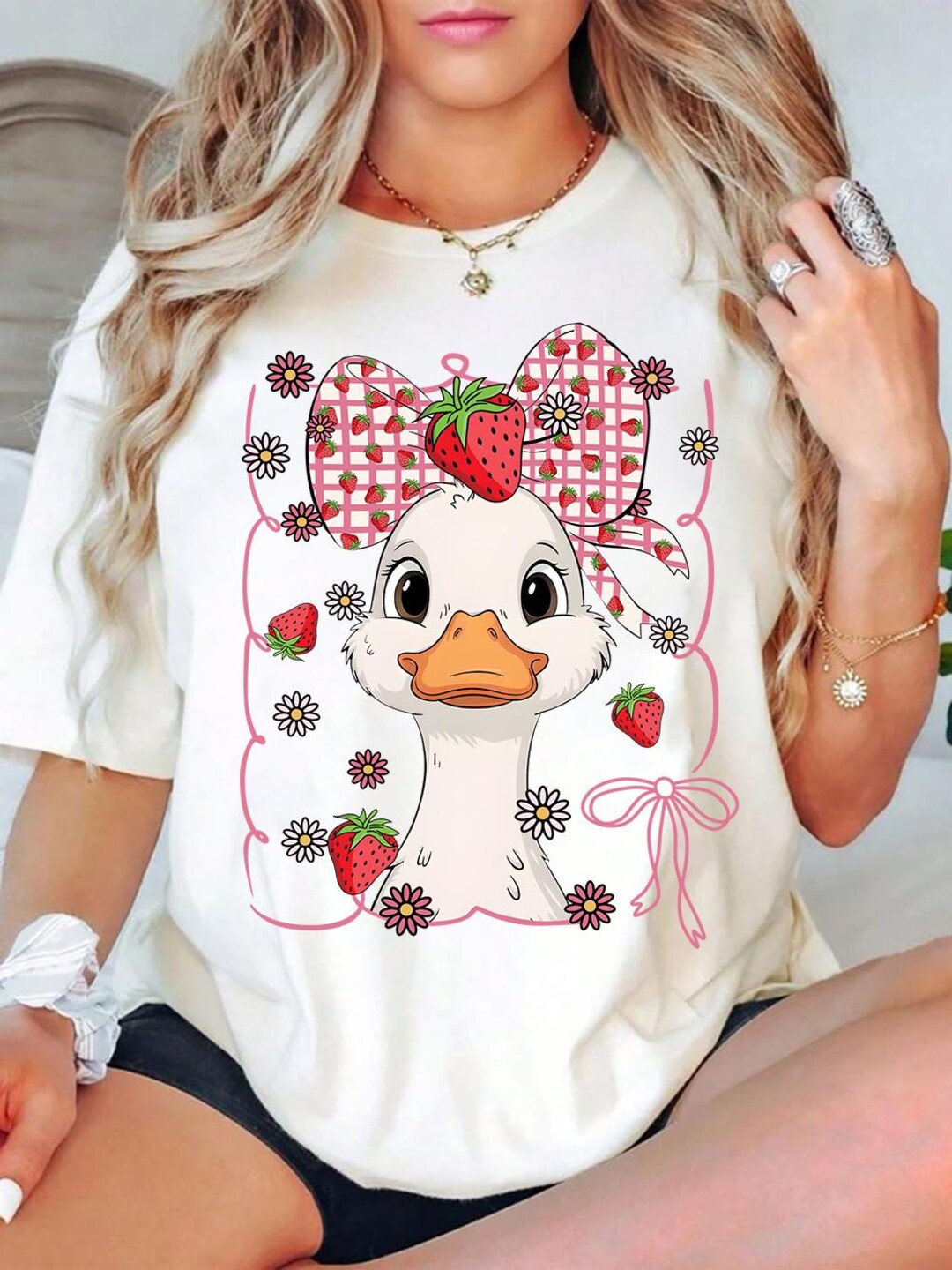 Cute Strawberry Goose Png, Summer Goose, Mama Goose Png, Coquette Goose ...