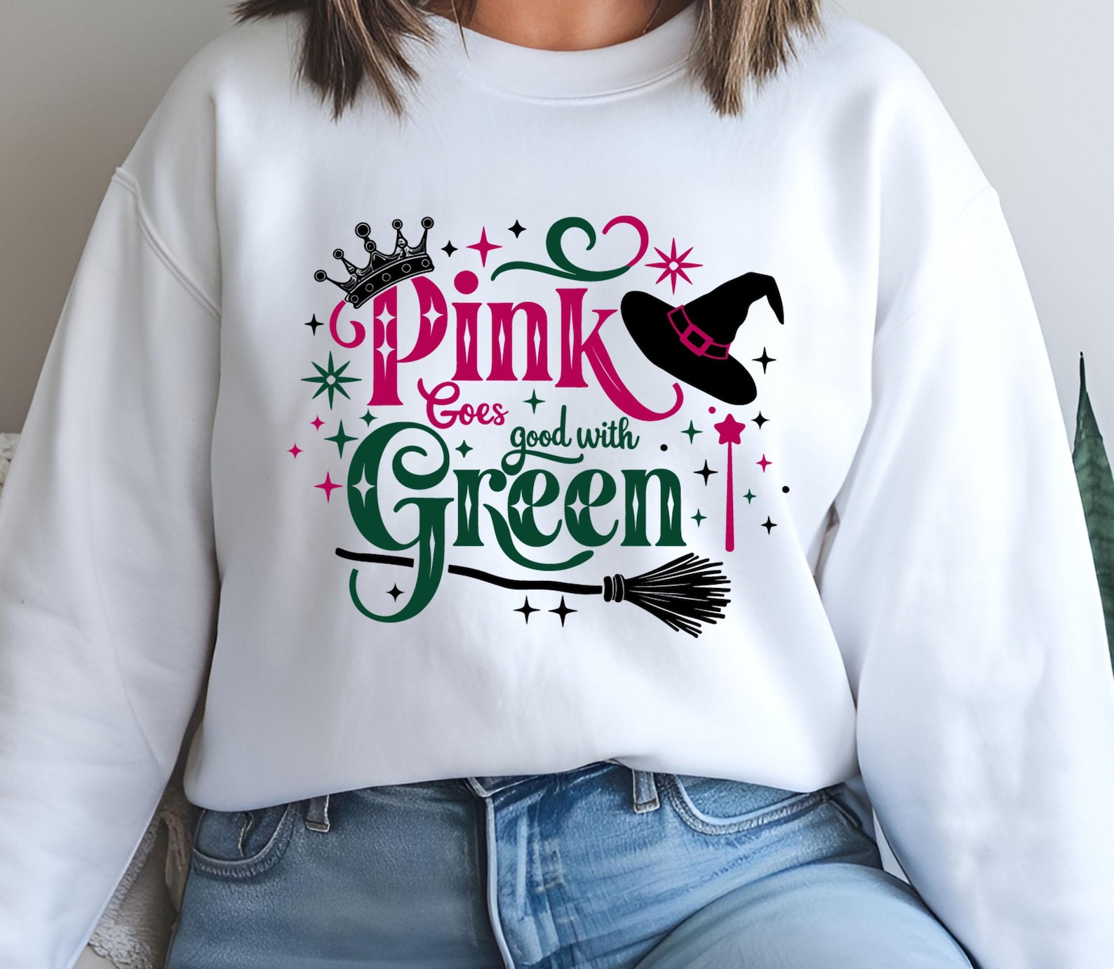 Pink Goes Good With Green Svg Png, Witch Pink and Green Svg, Team ...