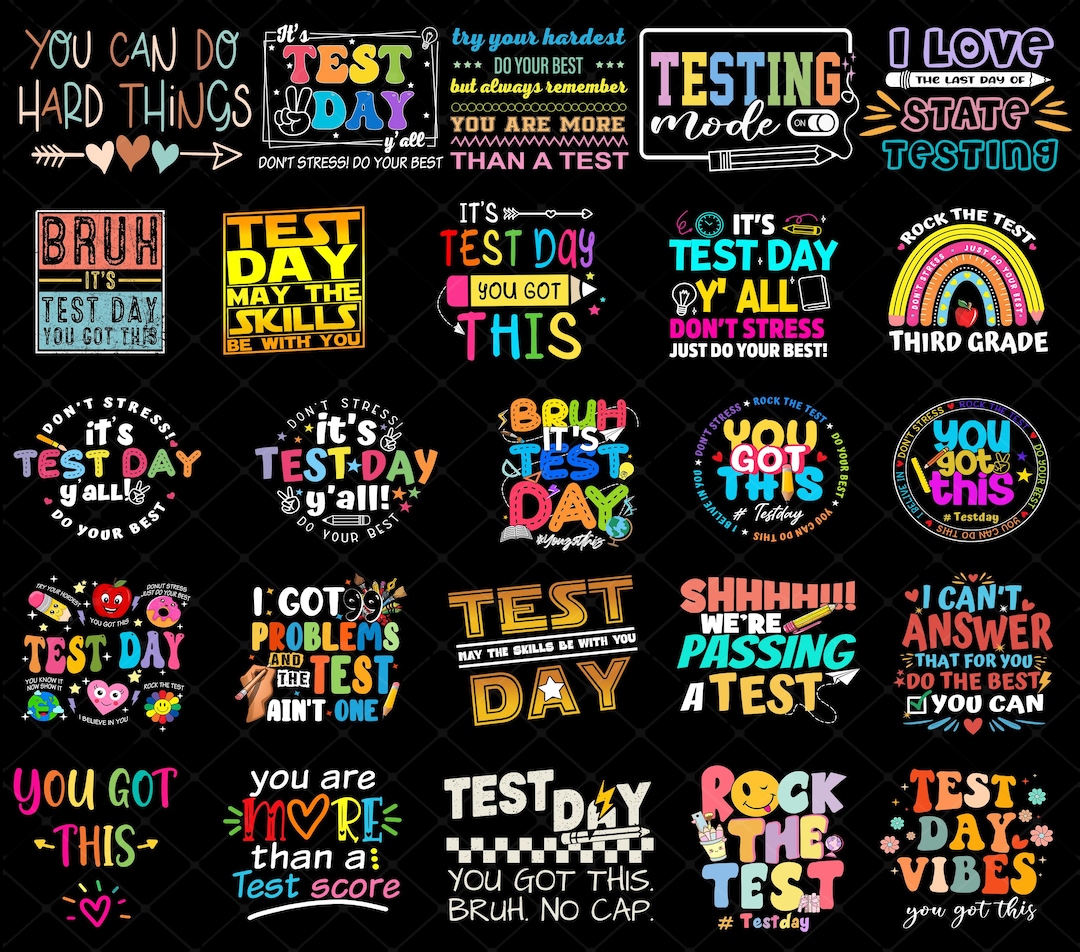 Test Day Png Bundle SVG-PNG, Testing Day, State Testing Svg, Rock the ...