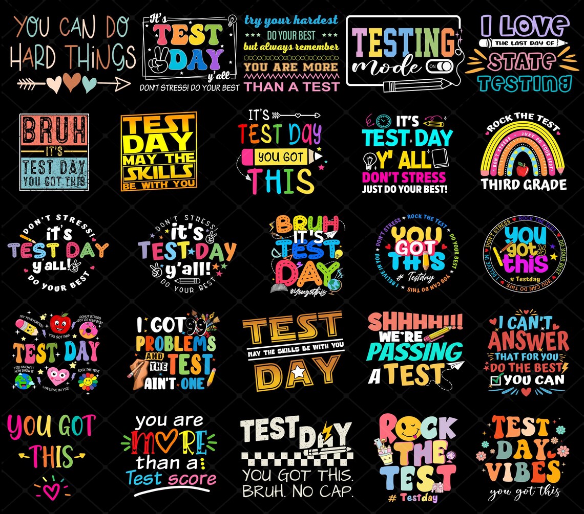 Test Day Png Bundle SVG-PNG, Testing Day, State Testing Svg, Rock the ...