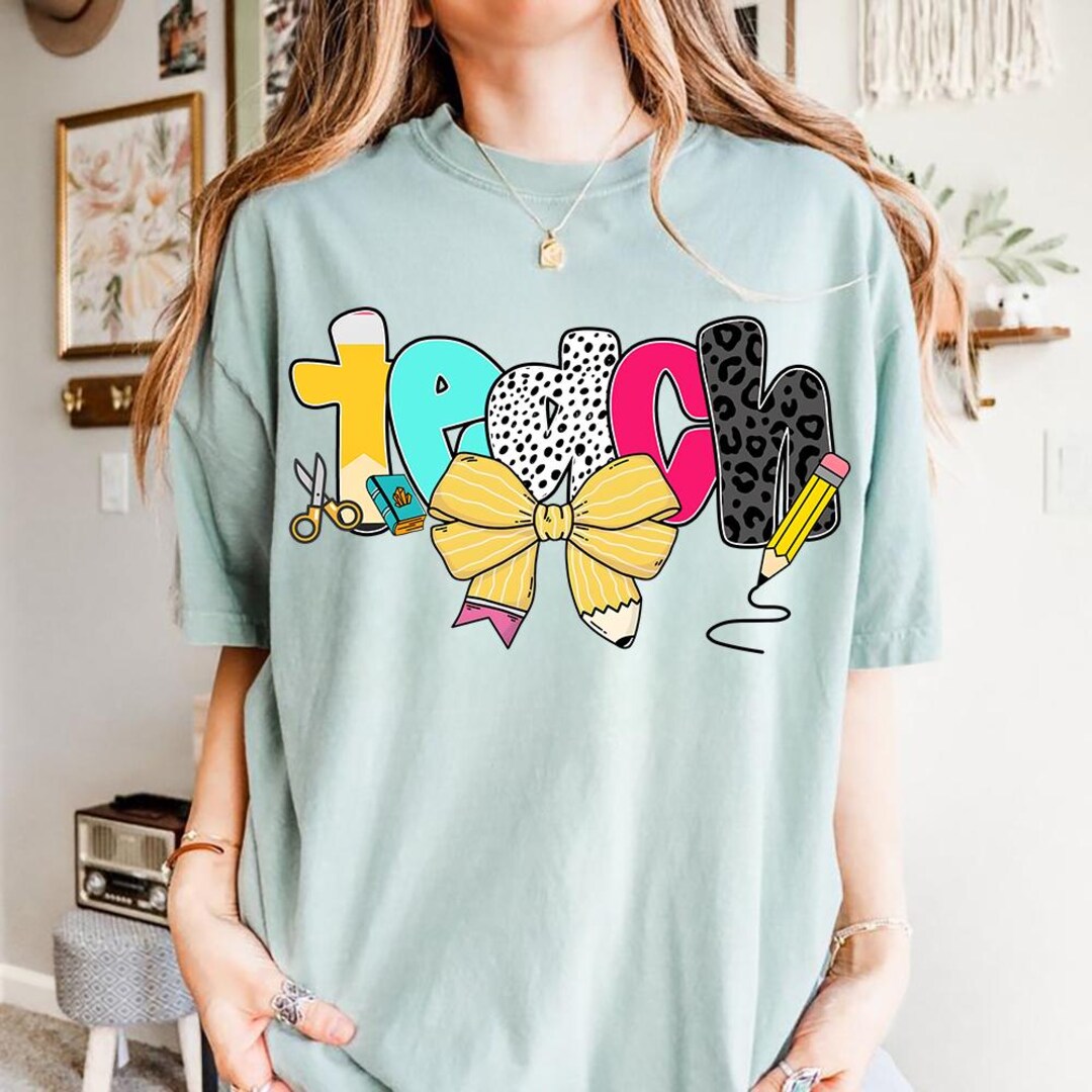 Preppy Floral Teacher Png, Preppy Teacher Pencil Glitter Png, Teacher ...