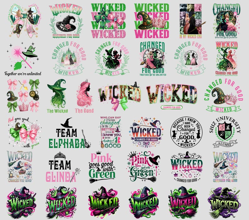 Paquete de 110 imágenes PNG de Wicked, Wicked Change For Good Glitter ...