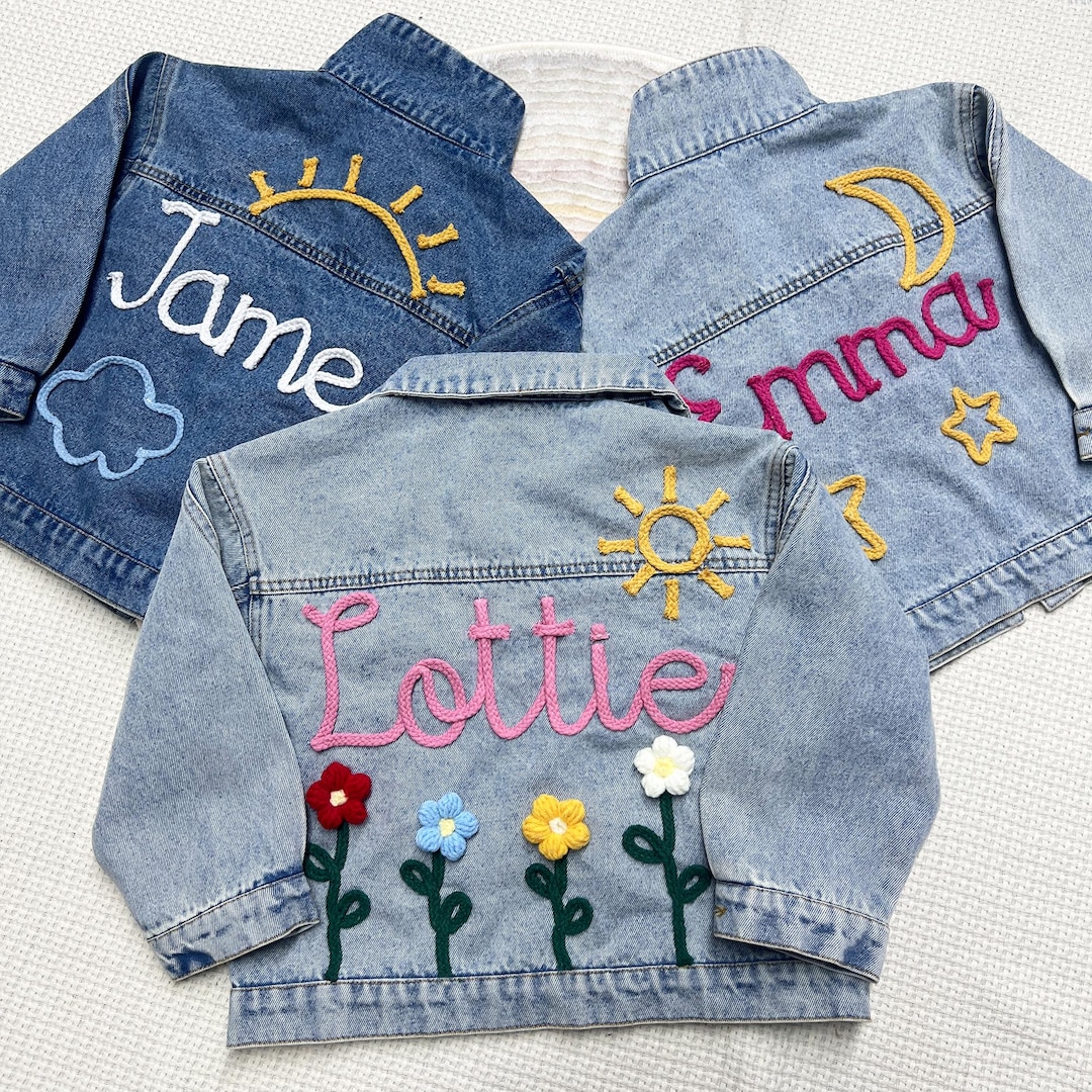 Custom Name Denim Jacket, Personalized Toddler Girls Name Jacket, Baby ...