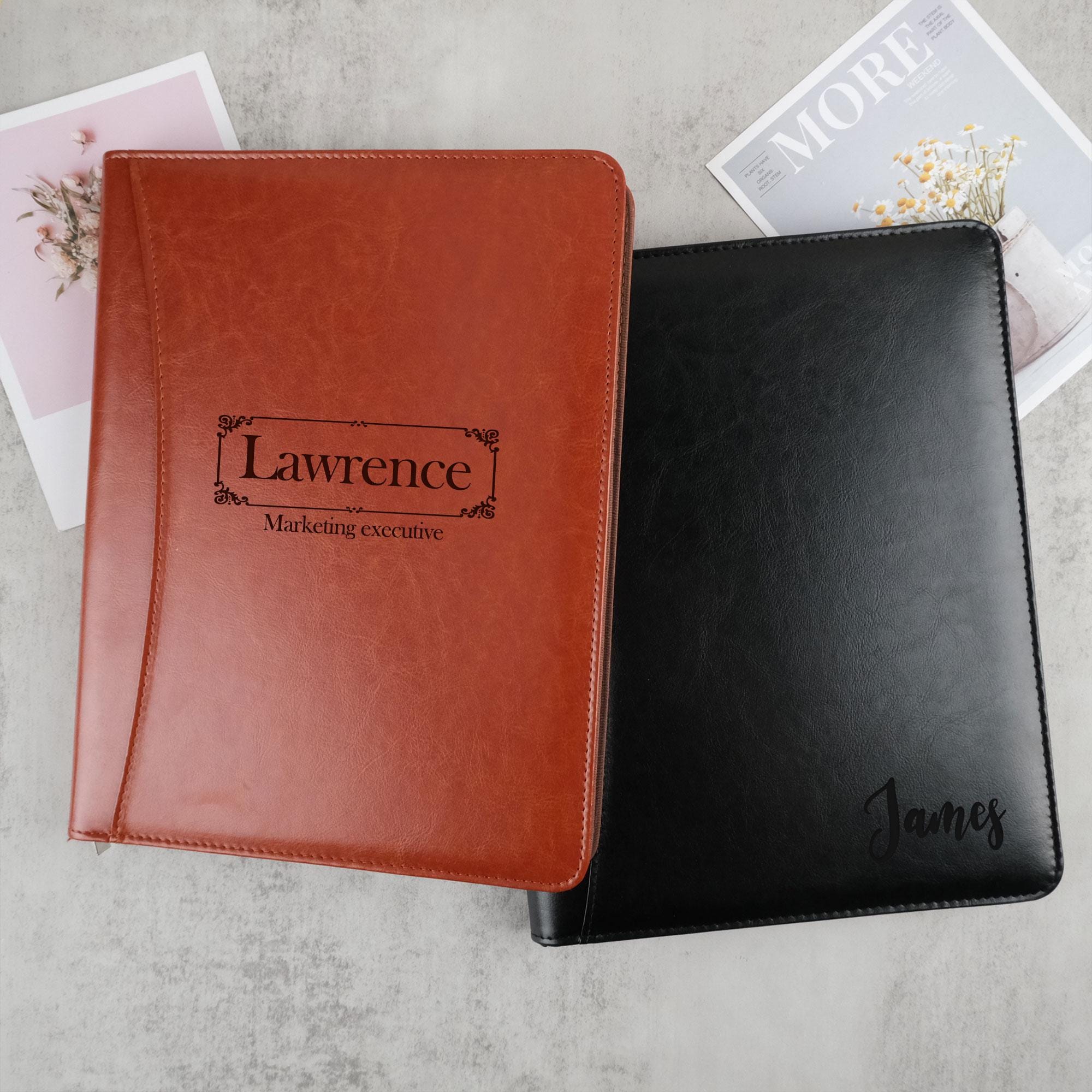Personalized Leather Portfolio, A4 Leather Folder Letter, Custom ...
