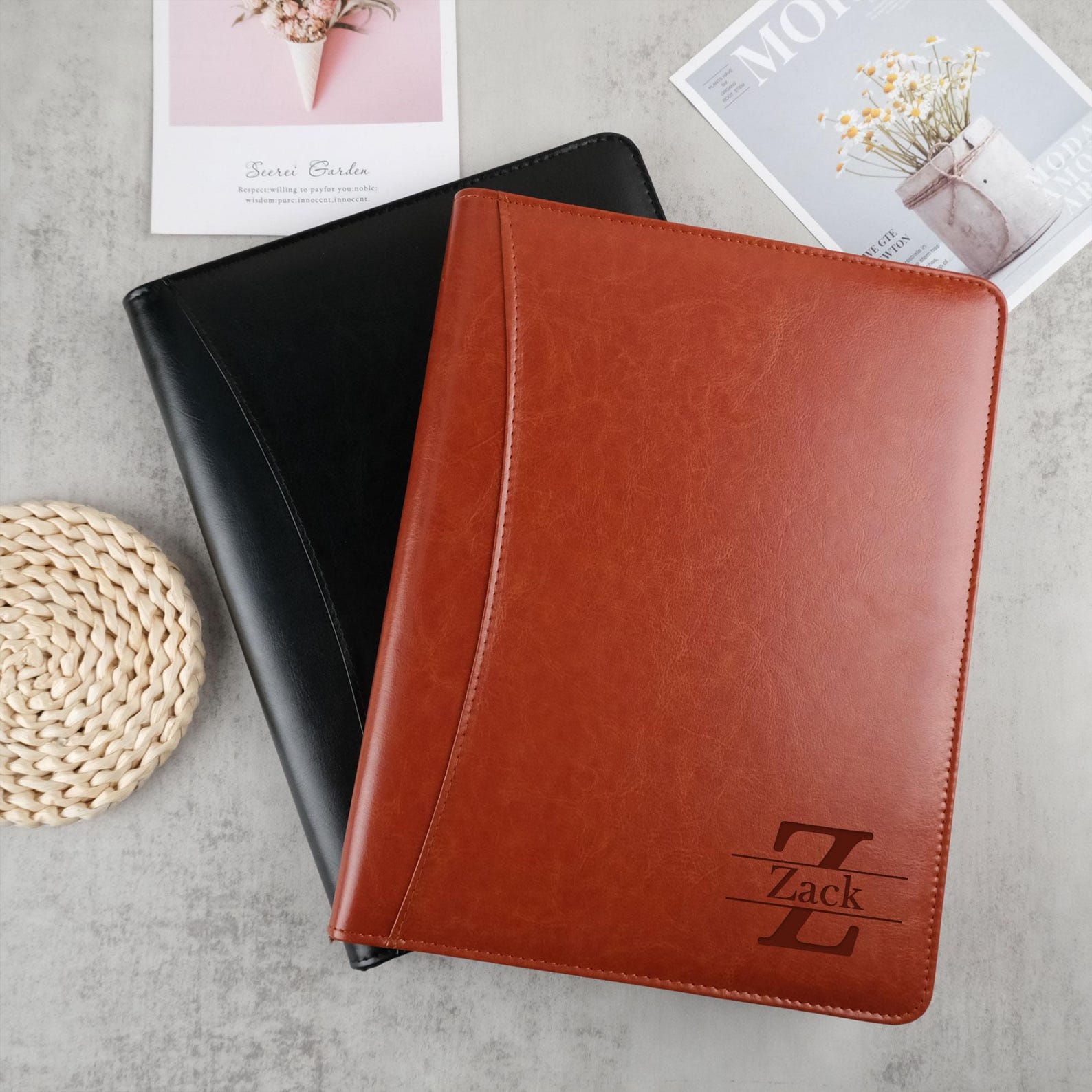 Personalized Leather Portfolio, A4 Leather Folder Letter, Custom ...