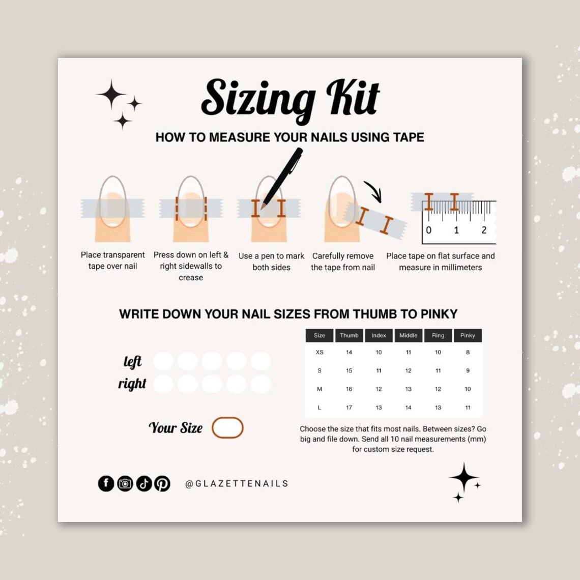 Digital Press on Nail Size Chart Fillable Pdf Png Jpg Printable Guide ...