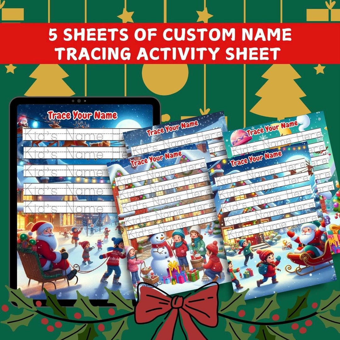 Christmas Name Tracing Activity Sheets for Kids - Etsy