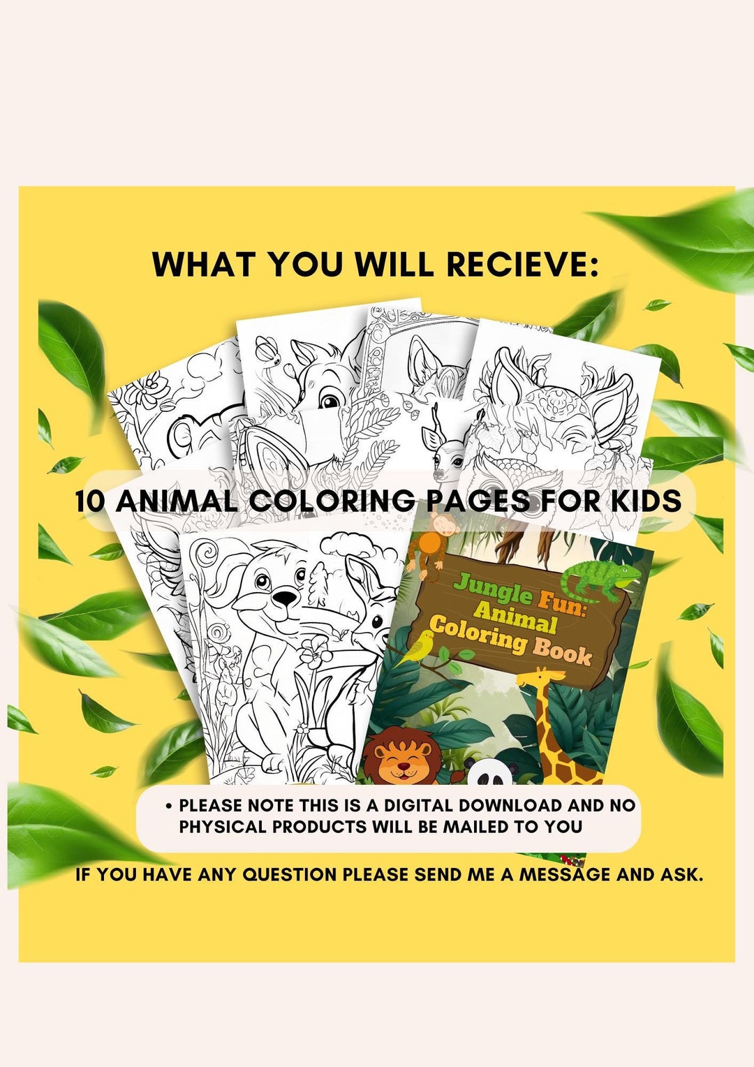 Jungle Fun Animal Coloring Book - Etsy