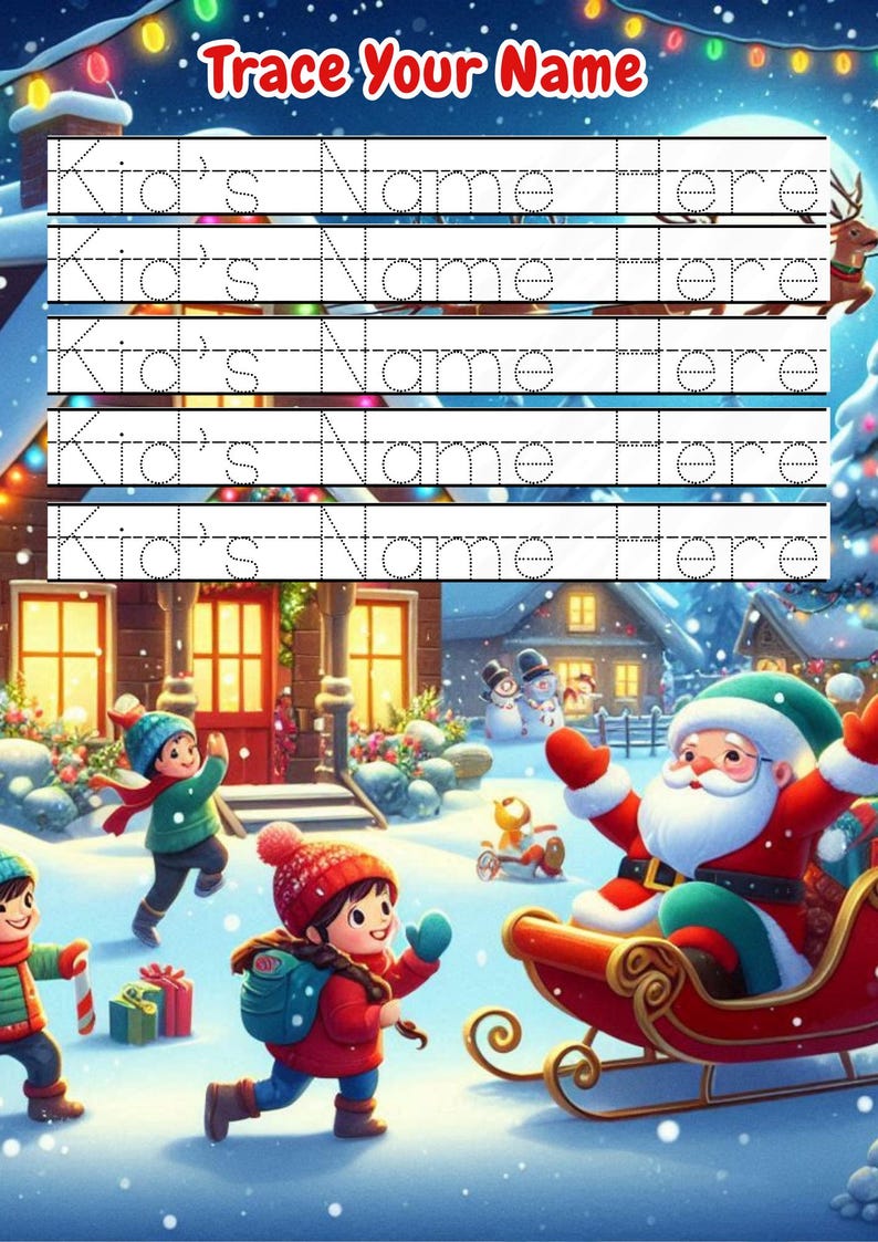 Christmas Name Tracing Activity Sheets for Kids - Etsy