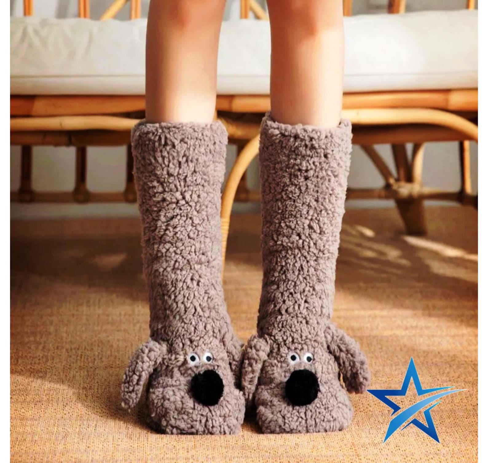 Cartoon Dog Plush Socks: Unisex Winter Non-slip Floor Socks - Etsy