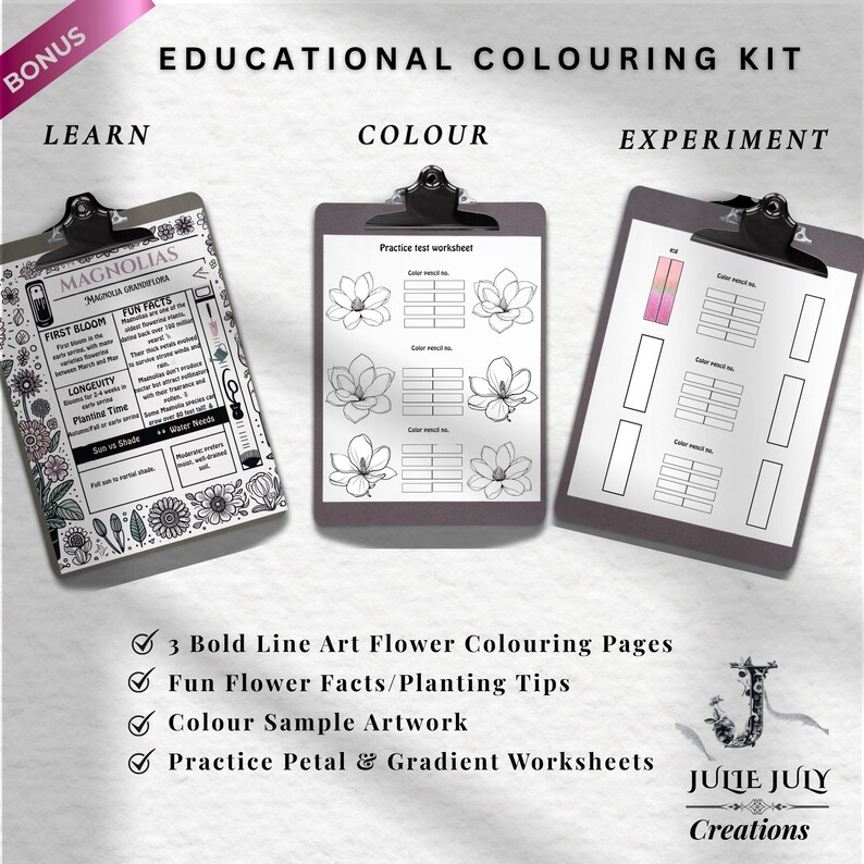 Magnolia Flower Coloring Practice Kit – Printable Botanical Adult ...