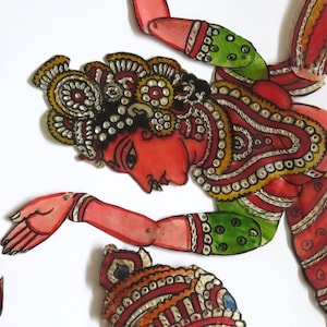 5 Big SHADOW PUPPETS India,vintage Andhra Pradesh Dance Puppets ...