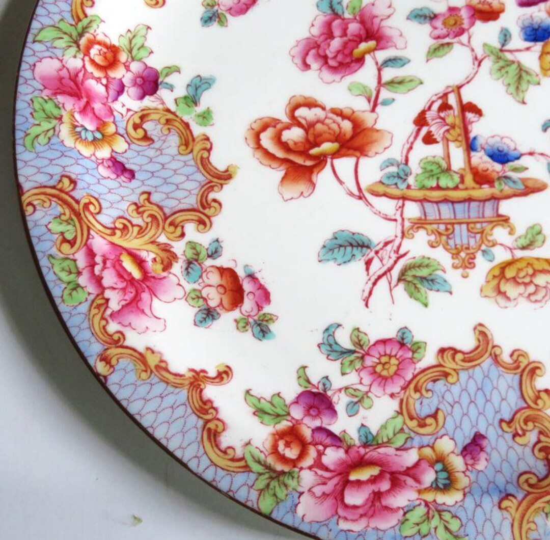 ANTIQUE 1910's CAULDON PORCELAIN 8 3/4" Luncheon Plate,flowers,gold ...