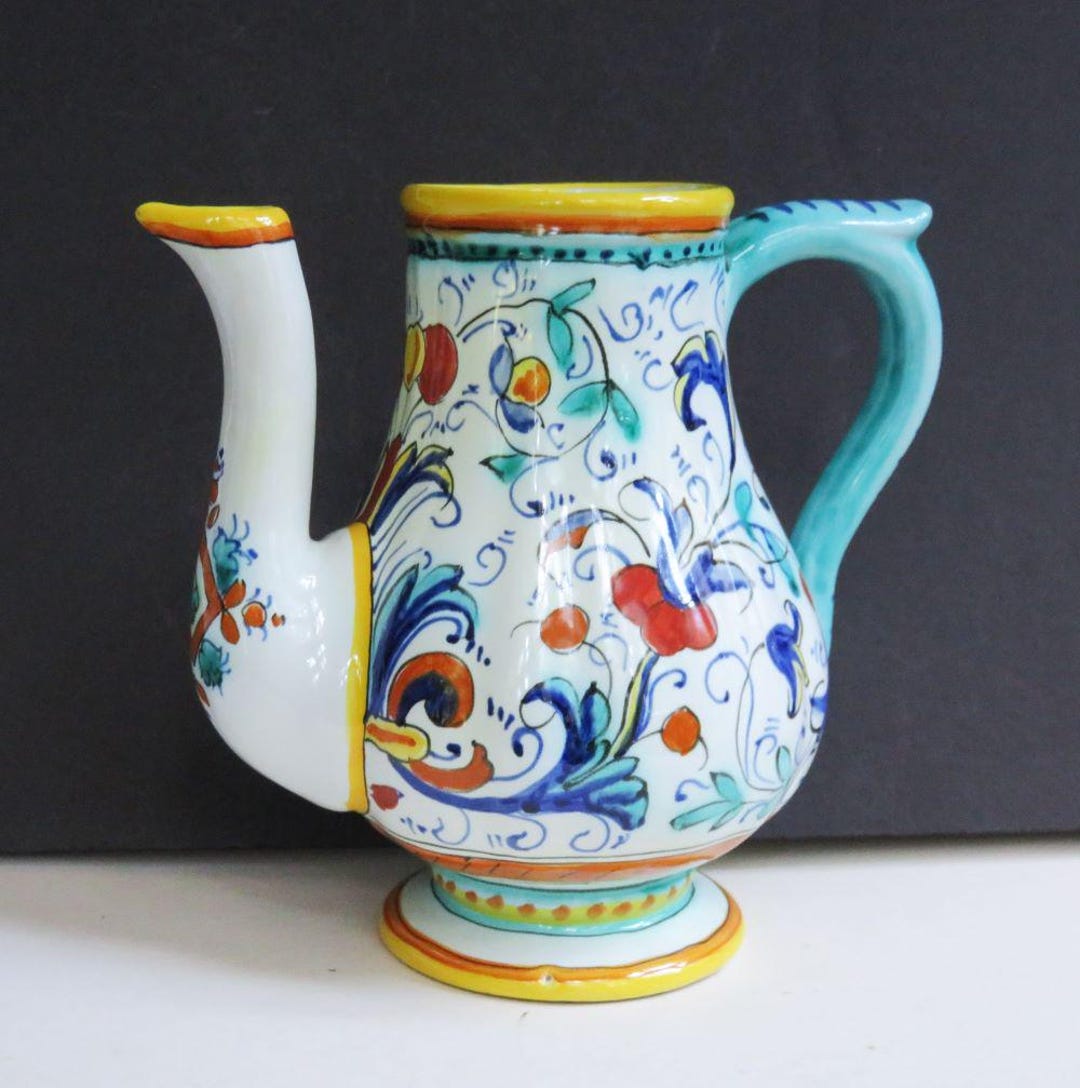 DERUTA RICCO Pitcher,hand Painted Vintage Ceramic Teapot,6 7/8" High ...